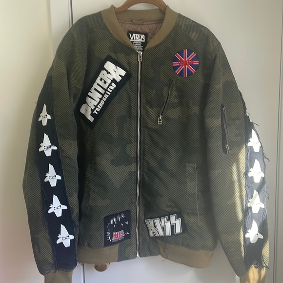 Jackets & Coats | Virus Bomber Jacket With The Group Kizz On It Size Xl ...